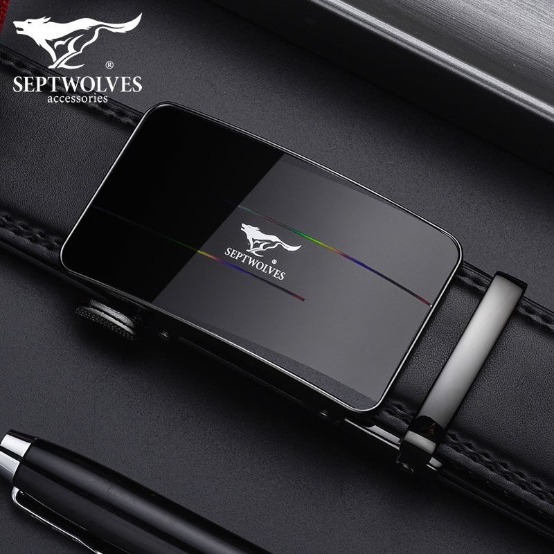 Seven wolves men s belt เข็มขัดหนังหัวเข็มขัดอัตโนมัติผู้ชายสไตล์เกาหลี ...