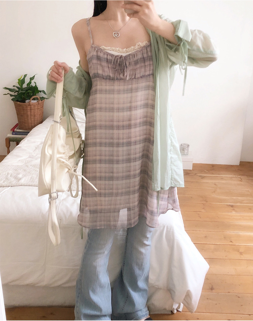 75959 ชุดเดรสสลิงผ้าชีฟองตรวจสอบลูกไม้อารมณ์ | Shopee Thailand