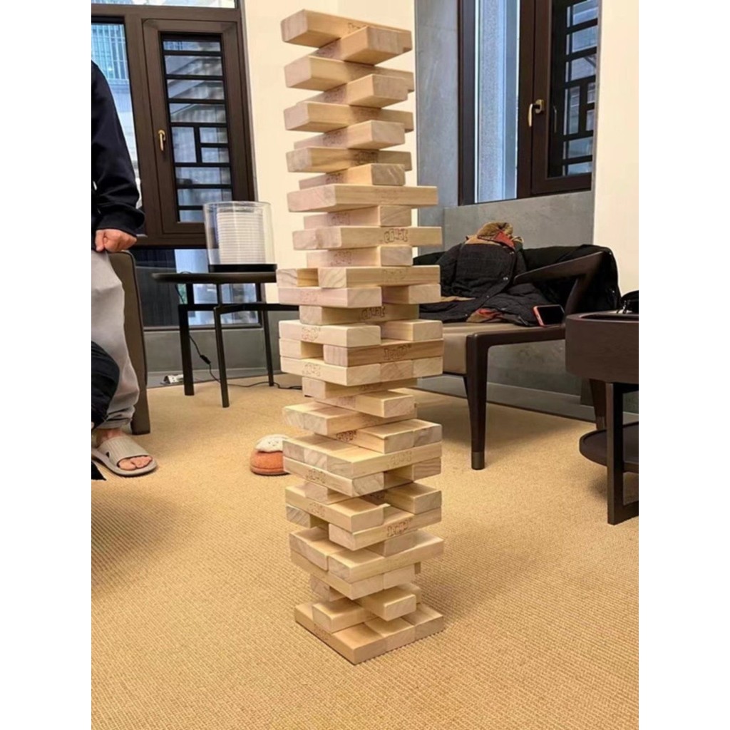 Jenga ซุปเปอร์ขนาดใหญ่ซ้อนบล็อกอาคารสูงชั้นโดยชั้นของเล่นไม้สำหรับเด็ก ...