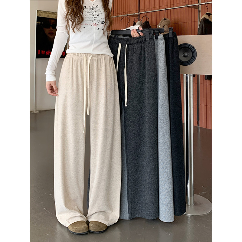 78523 ลูกไม้-ขึ้น เอวยางยืดสบายๆหลวมกางเกงตรงผู้หญิง | Shopee Thailand