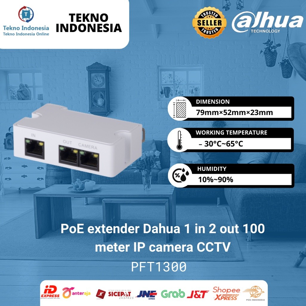 Poe extender Dahua PFT1300 กล้องวงจรปิด IP 1 in 2 out 100 เมตร | Shopee ...