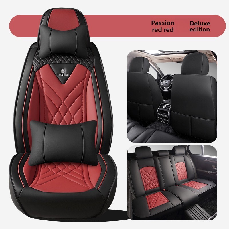 Universal Fit ผ้าคลุมเบาะรถยนต์หนัง PU ชุดที่นั่งด้านหน้า + ที่นั่ง ...