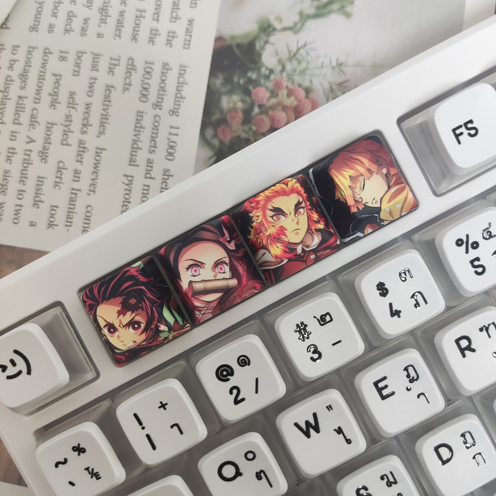 4pcs Demon Slayer Keycap Cherry R4 PBT Dye Sublimation คีย์บอร์ด ...