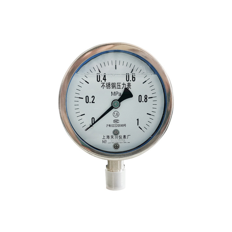 เครื่องวัดความดันป้องกันการกระแทกสแตนเลส YN-100BF สูญญากาศบรรจุออกซิเจน Acetylene แอมโมเนีย 1 ...