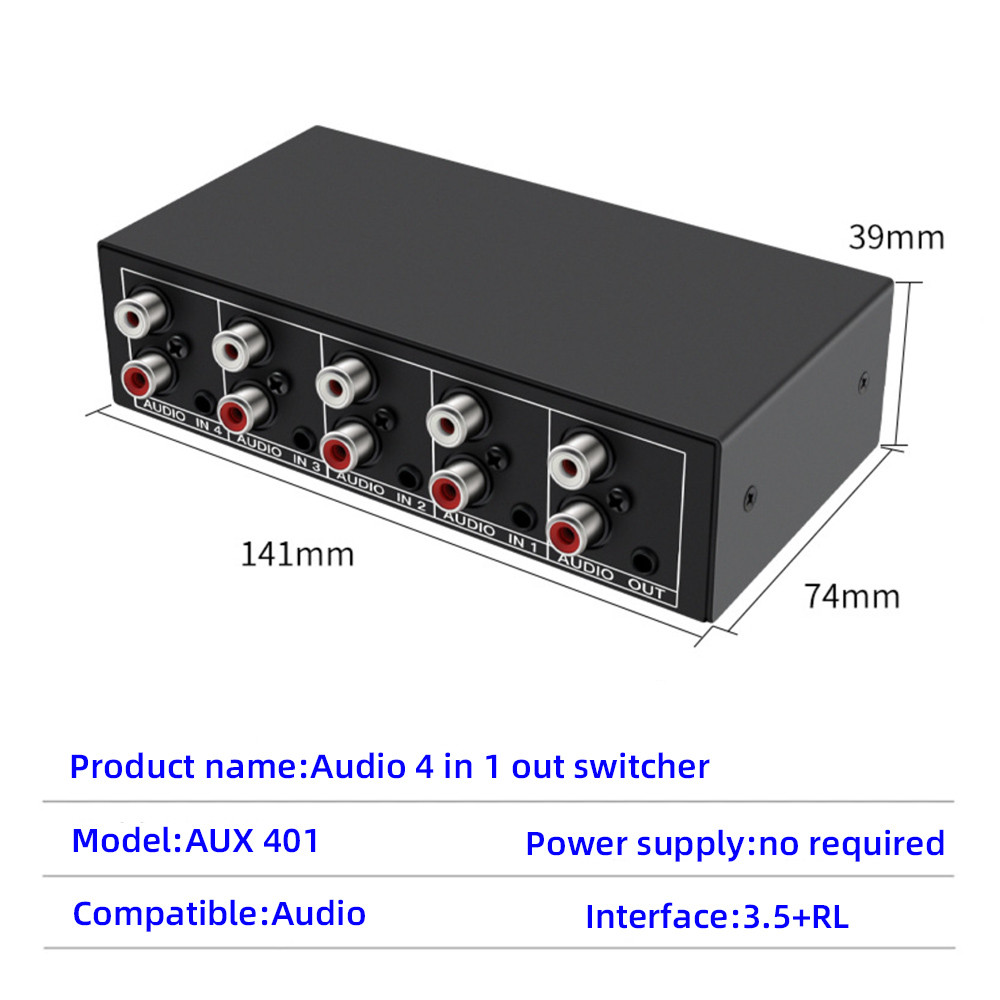 Rca Aux audio Switcher 4 in 1 Stereo audio selector 4X1 Passive 3.5 มม. ...