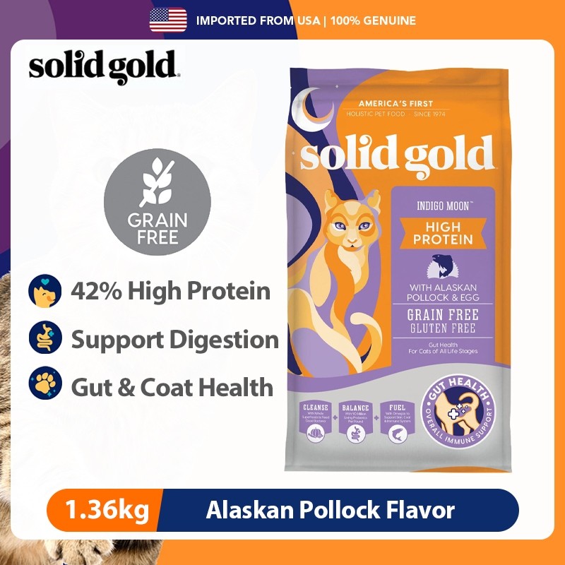 Solidgold อาหารแมวแบบแห้งปราศจากธัญพืชโปรตีนสูงพร้อมโปรไบโอติกทางเดินอาหารสําหรับแมว - Pollock 1 ...