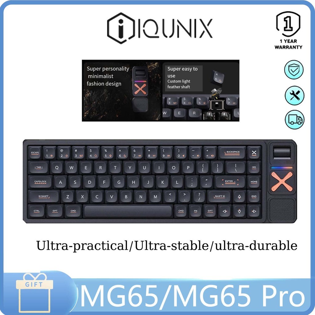 Iqunix MG65/MG65 Pro คีย์บอร์ดเชิงกลแกนต่ําไร้สายการปรับสามโหมด Mac ...