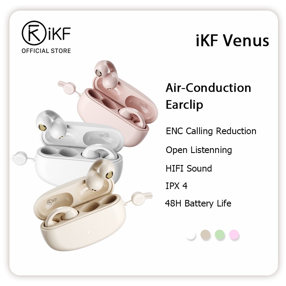 Ikf Venus Ear-clipping Wireless Air-Conduction Earbuds Call ลดเสียงรบ ...