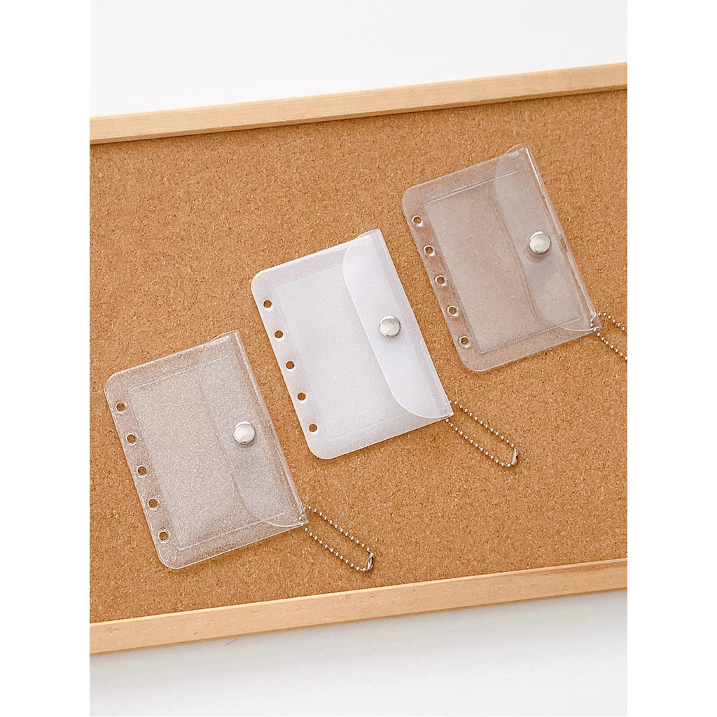 Ins สไตล์ M5 แบบหลวม 5 หลุมผู้ถือบัตร PVC โปร่งใส Glitter ID Card Campus Card Star Chasing ...