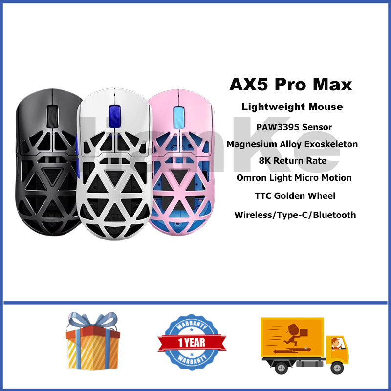 Mchose AX5 เมาส์สําหรับเล่นเกมไร้สาย PAW3395 แมกนีเซียมอัลลอยด์น้ําหนักเบา Pro Max | Shopee Thailand
