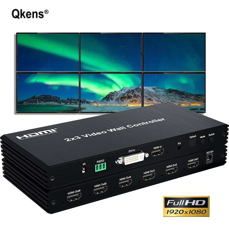 1080p 2X3 DVI HDMI Video Wall Controller โปรเซสเซอร์ 2x2 3x2 6 หน้าจอ ...