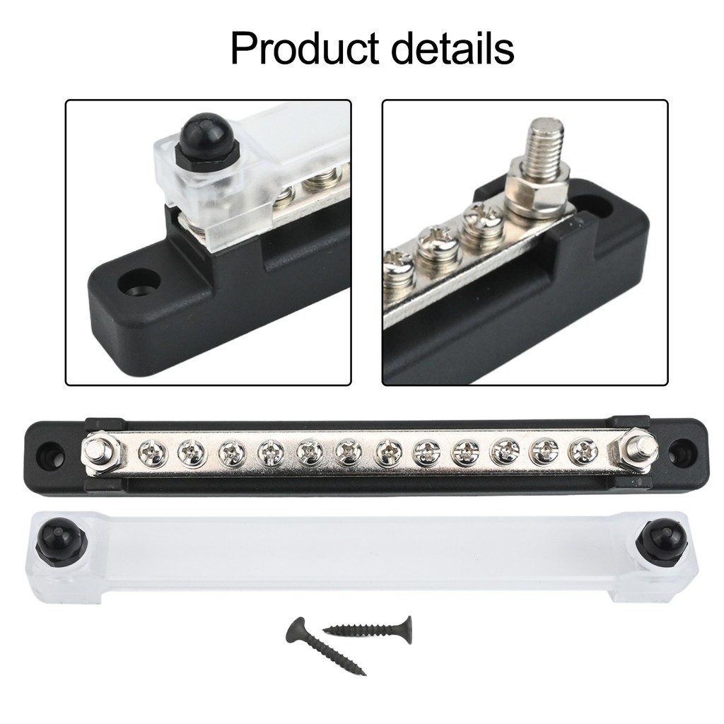 [GR] 12 Terminal Block Bus Bar Cover 12V Distribution Bus Bar Auto Boat ...
