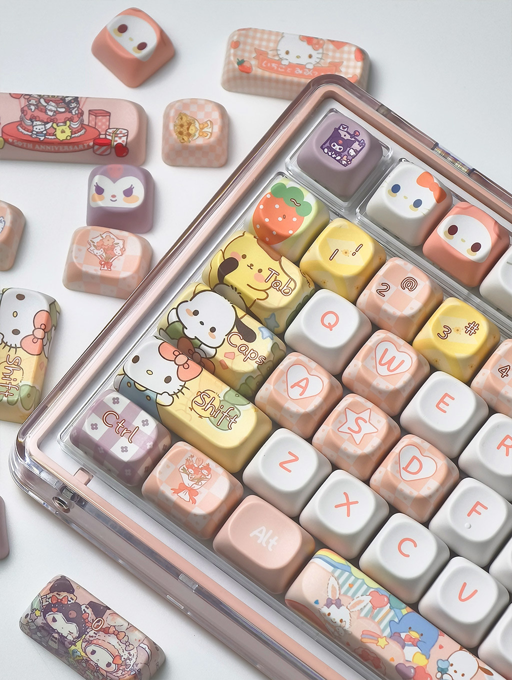 Sanrio Family Keycaps MOA โปรไฟล์ 130 คีย์ PBT Dye Sublimation Aula F75 ...