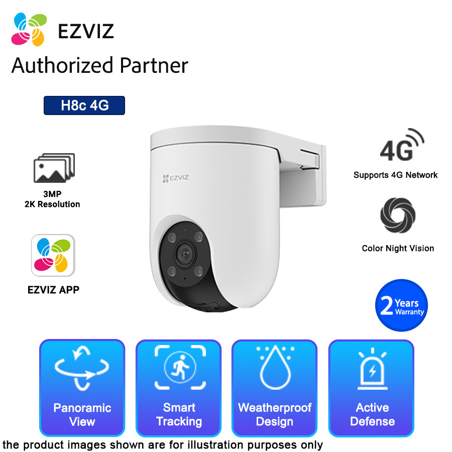 Ezviz H8C 4G 2K 3MP 4 มม.PAN & TILT AI Human/ยานพาหนะรูปร่างการตรวจจับ ...