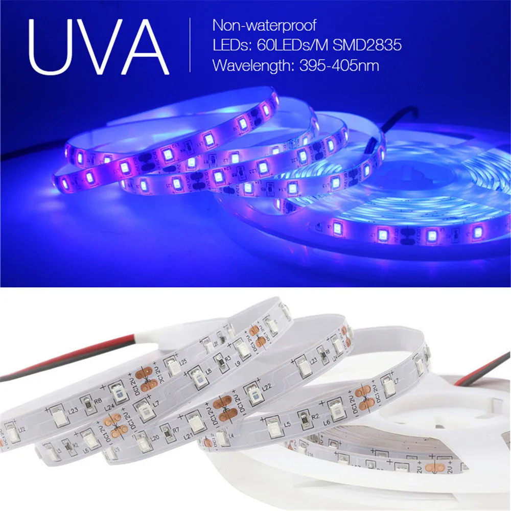 UV LED Strip Light 5V UVA Light 395-405nm SMD2835 รังสีอัลตราไวโอเลต ...