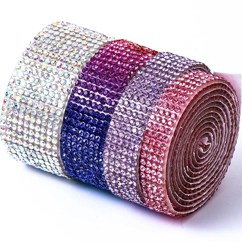 หลายแถวคริสตัล Rhinestone Trim Self กาวม้วน Rhinestone Strip สําหรับ ...