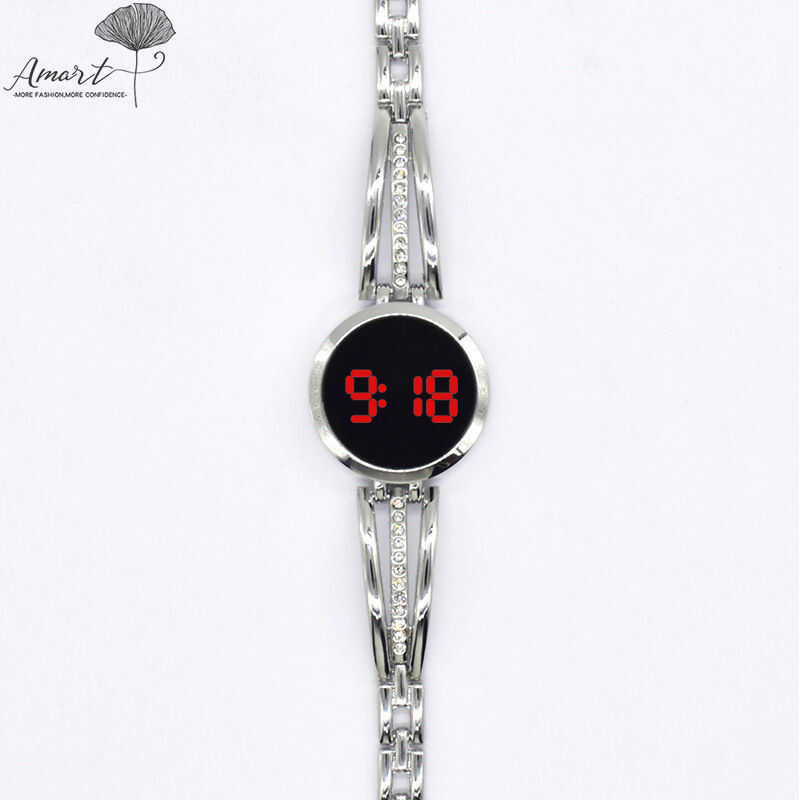 Women Amart LED Display Digital Watch White Light Round Dial Wristwatch ...