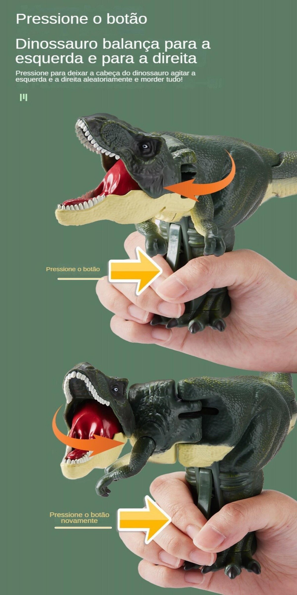 Fun Stress Relief Dinosaur Kids T. Rex Toys Press and Swing Jurassic ...