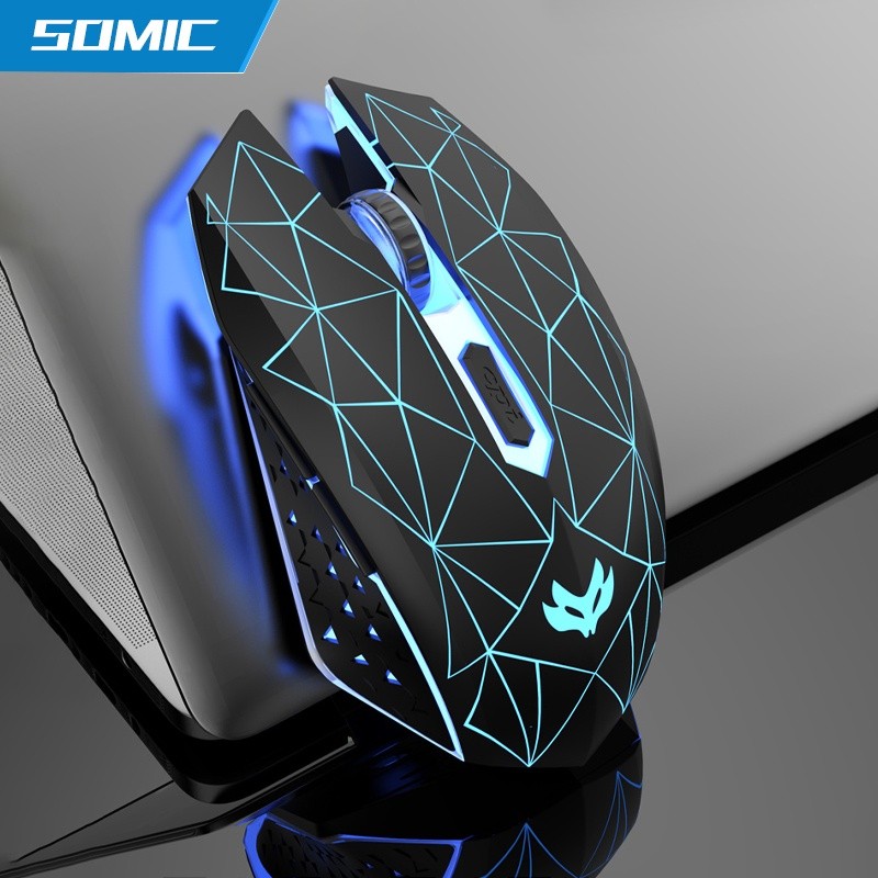 Somic Gaming เมาส์ไร้สายเมาส์แบบชาร์จไฟได้สี Breathing Optical Mouse 2 ...