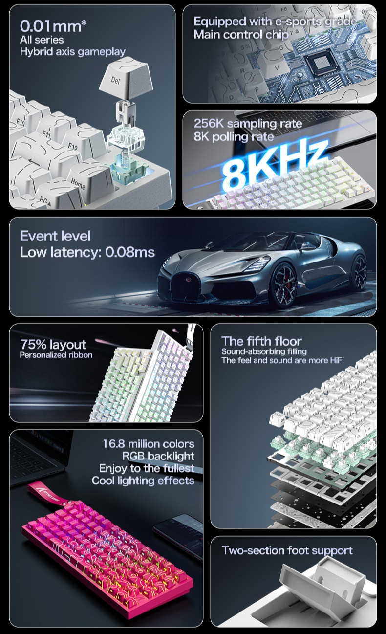 Attack Shark R82HE Magnetic Switch Mechanical Keyboard Contour Line ...