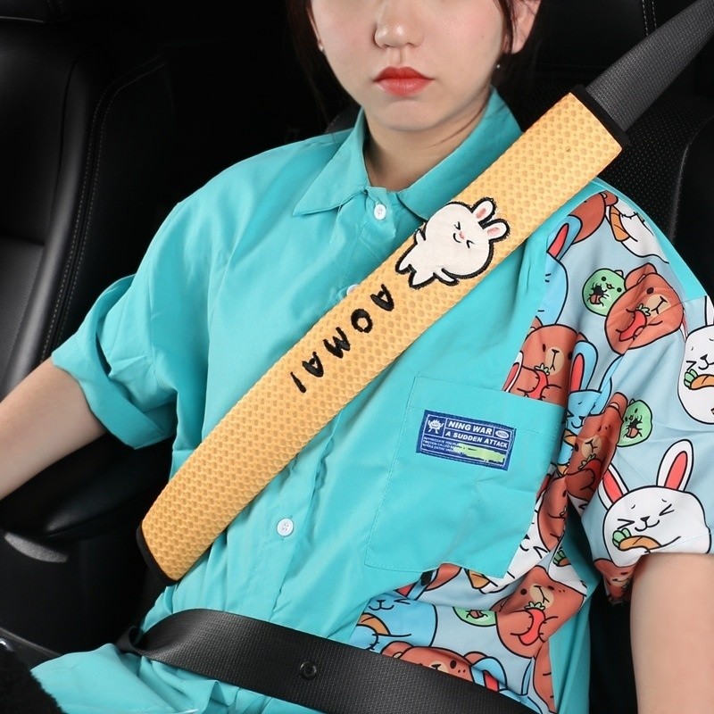 สบาย Universal Car Seat Belt สายคล้องไหล่ฝาครอบเข็มขัดนิรภัยใช้ได้กับ ...