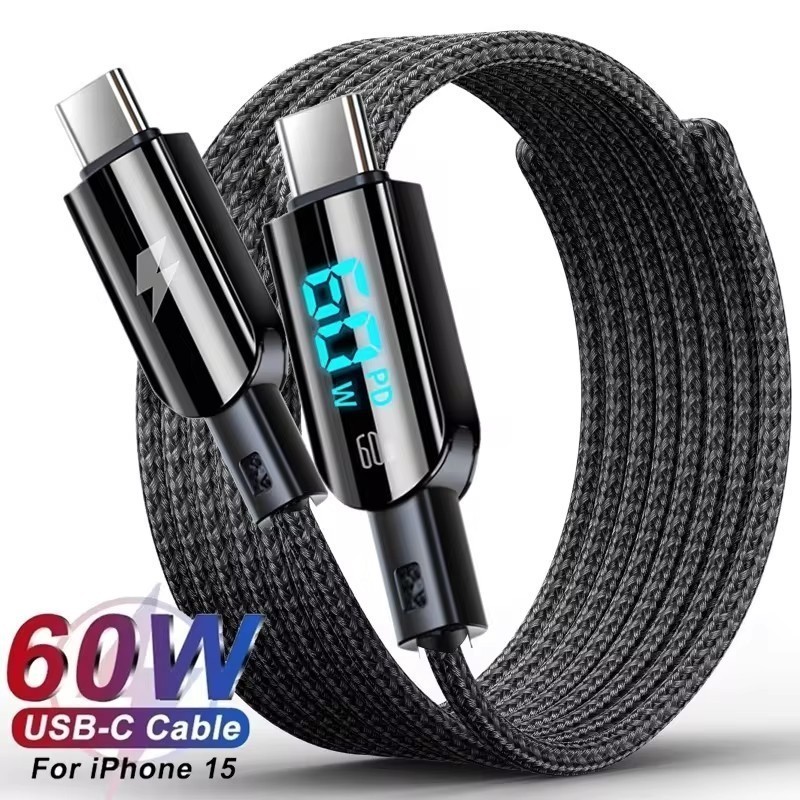 60w Nylon Braided Data Charger Cord - Fast Charging Type C To USB C ...
