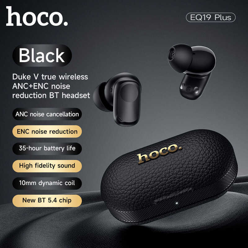【เชื่อมต่อกับสองโทรศัพท์พร้อมกัน】 HOCO Eq19 Plus หูฟังไร้สายจริง ANC ...