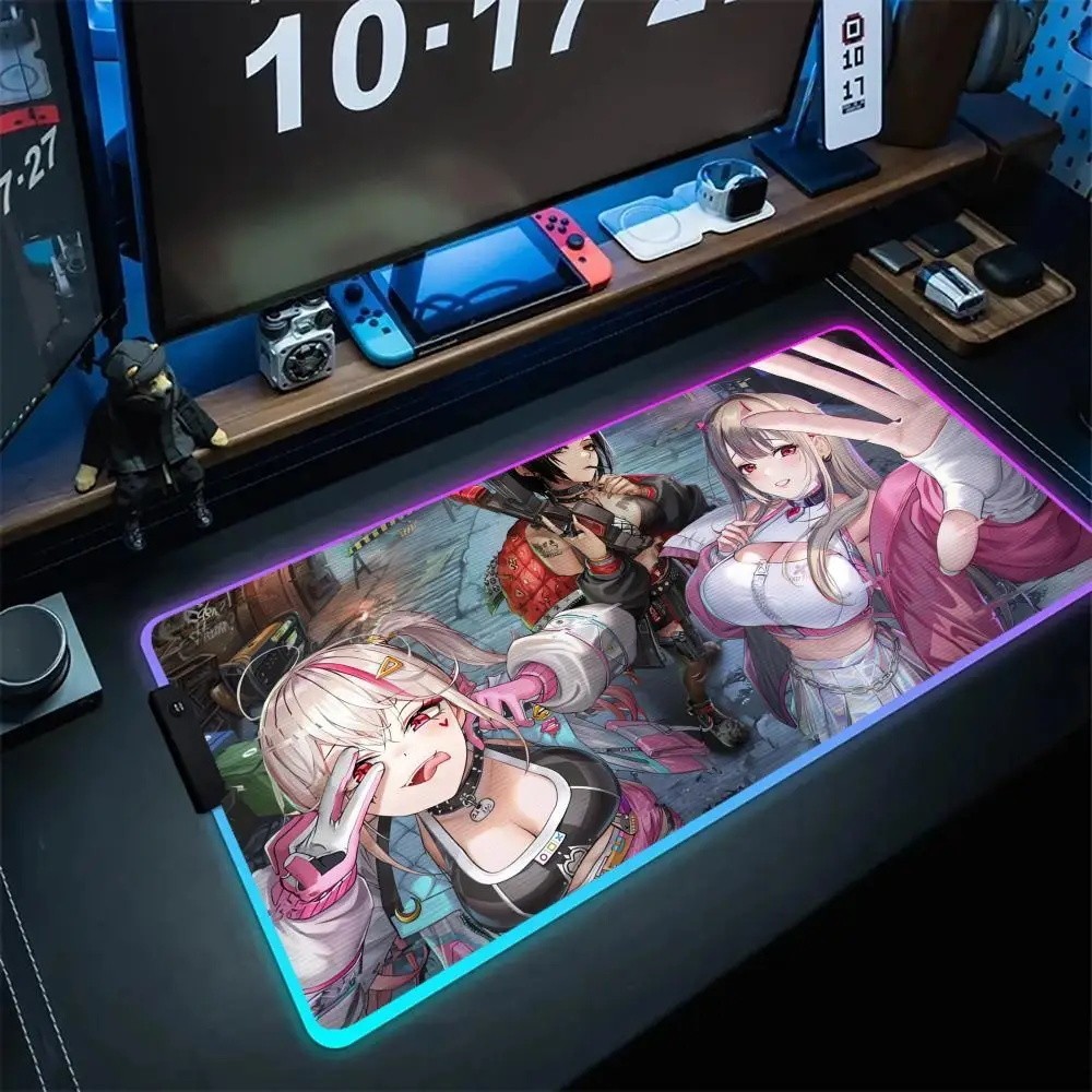 Hot G_goddess of V_victory N_nikke RGB Mouse Pad INS แนวโน้ม Mousepad Kawaii น่ารัก Deskmat LED ...