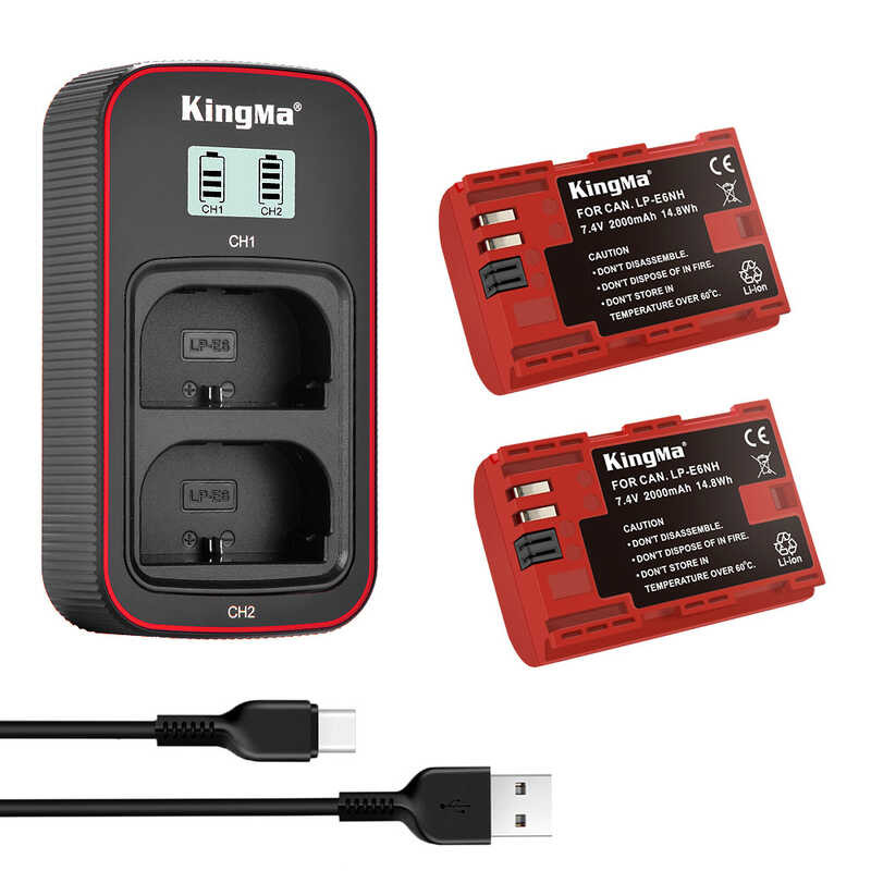 KINMA 5 LP-E6NH LP-E6N LP-E6 เครื่องชาร์จแบตเตอรี่แบบ Dual สำหรับ C ...