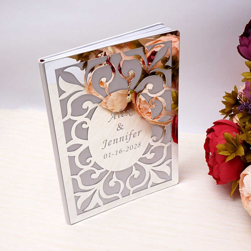 Wedding Custom Signature Guest Book Oval White Blank Inner Page ...