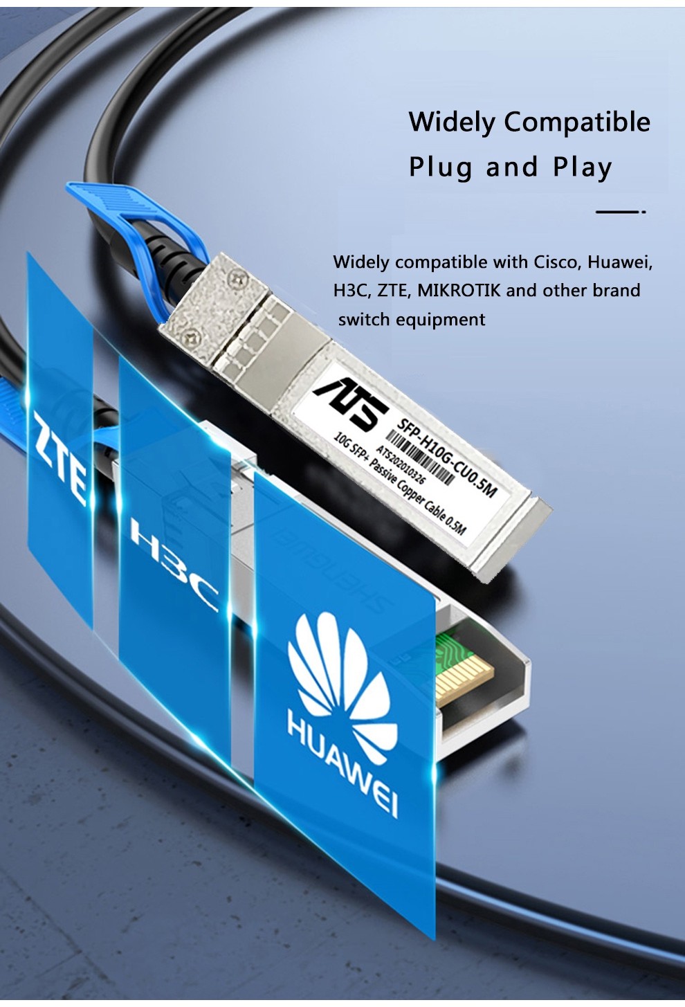Ats 0.5m 10G SFP+ สาย DAC โดยตรงติด Passive สายทองแดงสําหรับ Cisco ...