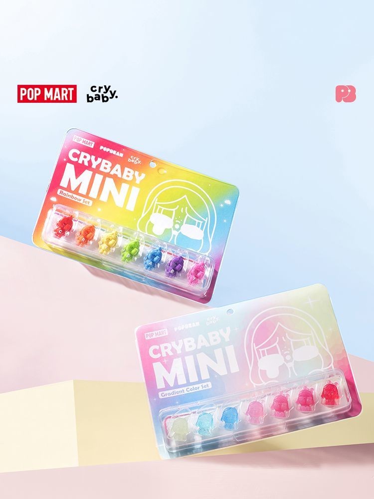 POPMART CRYBABY MINI Rainbow Set Gradient color Set POP Bean Pop Mart ...