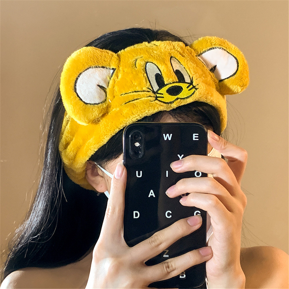 Tom and Jerry Cute Face Wash Headband Plush Facial Mask Makeup Hairband ...