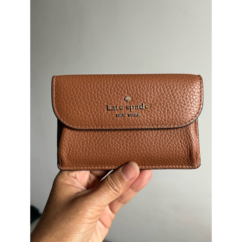 Kate Spade Dumpling Small Flap Pebbled Leather Card Holder Wallet ...