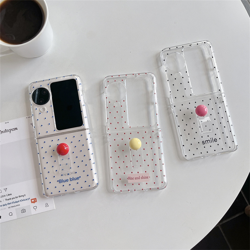 Ins เกาหลีน่ารัก Wave Point Ball แหวนยึดเคสโทรศัพท์ใสสําหรับ OPPO ...