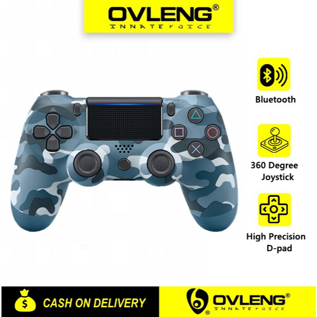 ตัวควบคุมเกมไร้สายสั่นสะเทือนมอเตอร์คู่ Ovleng สําหรับ P4 | Shopee Thailand