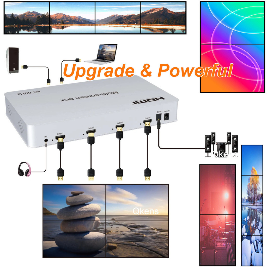 4k 60Hz Multi Screen กล่อง 2x2 1x2 1x3 1x4 TV Splicer Video Wall ...