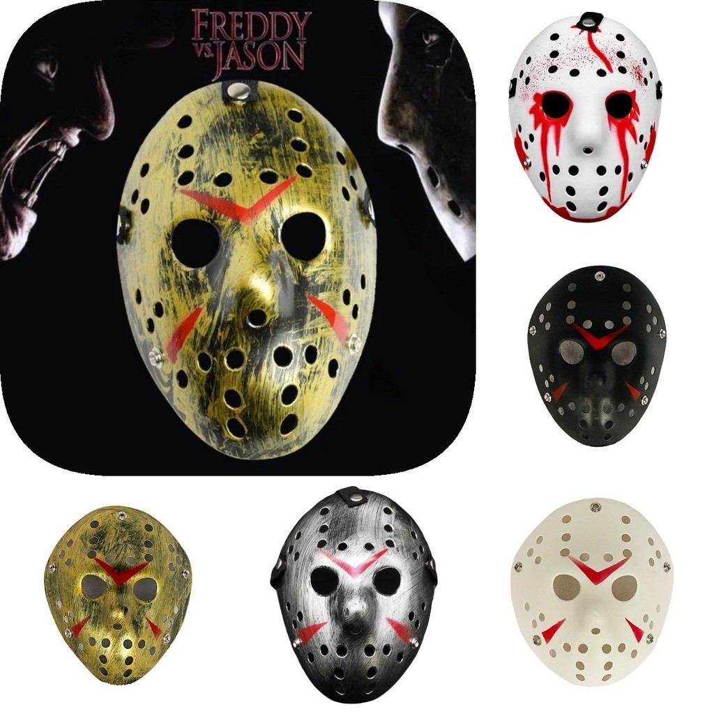 ด้วย Jason Mask Blood Effect สําหรับฮาโลวีนคอสเพลย์สยองขวัญน่ากลัว ...