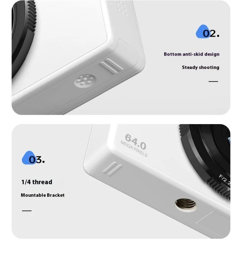 Aigo E6 กล้องดิจิตอล 4K AF โฟกัสอัตโนมัติความทนทานยาวนาน 64 ล้านพิกเซล CMOS Sensor น้ําหนักเบา ...