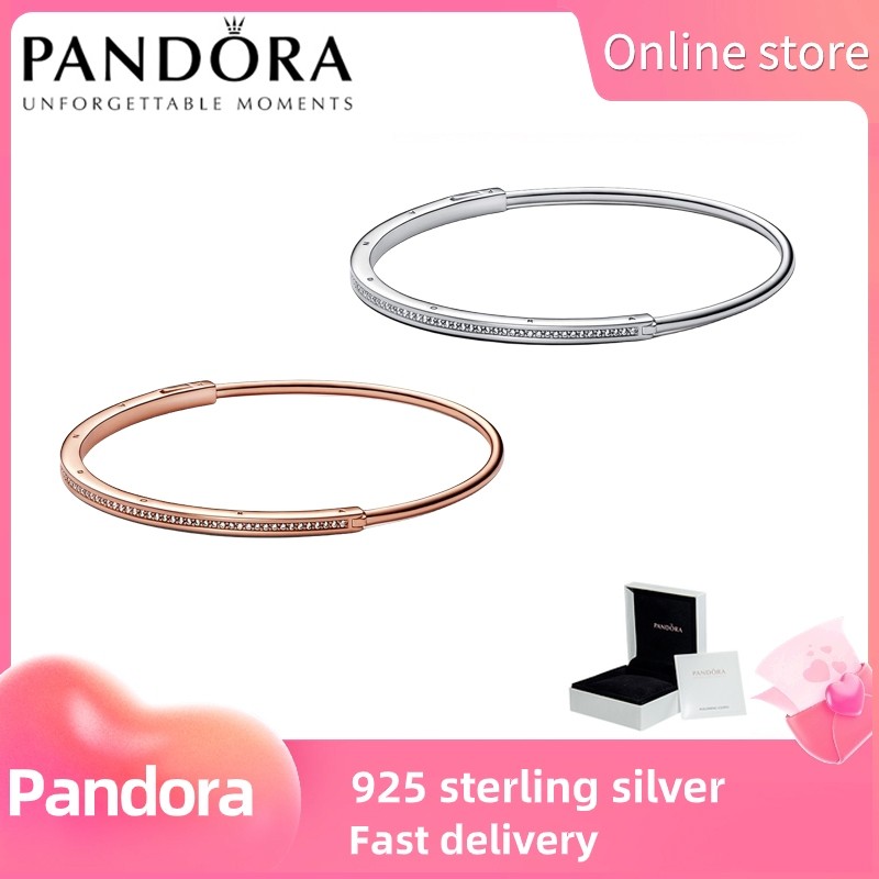 เงินแท้ 100% PANDORA [582313C01]กําไลข้อมือ Pandora Signature ID Pavé | Shopee Thailand