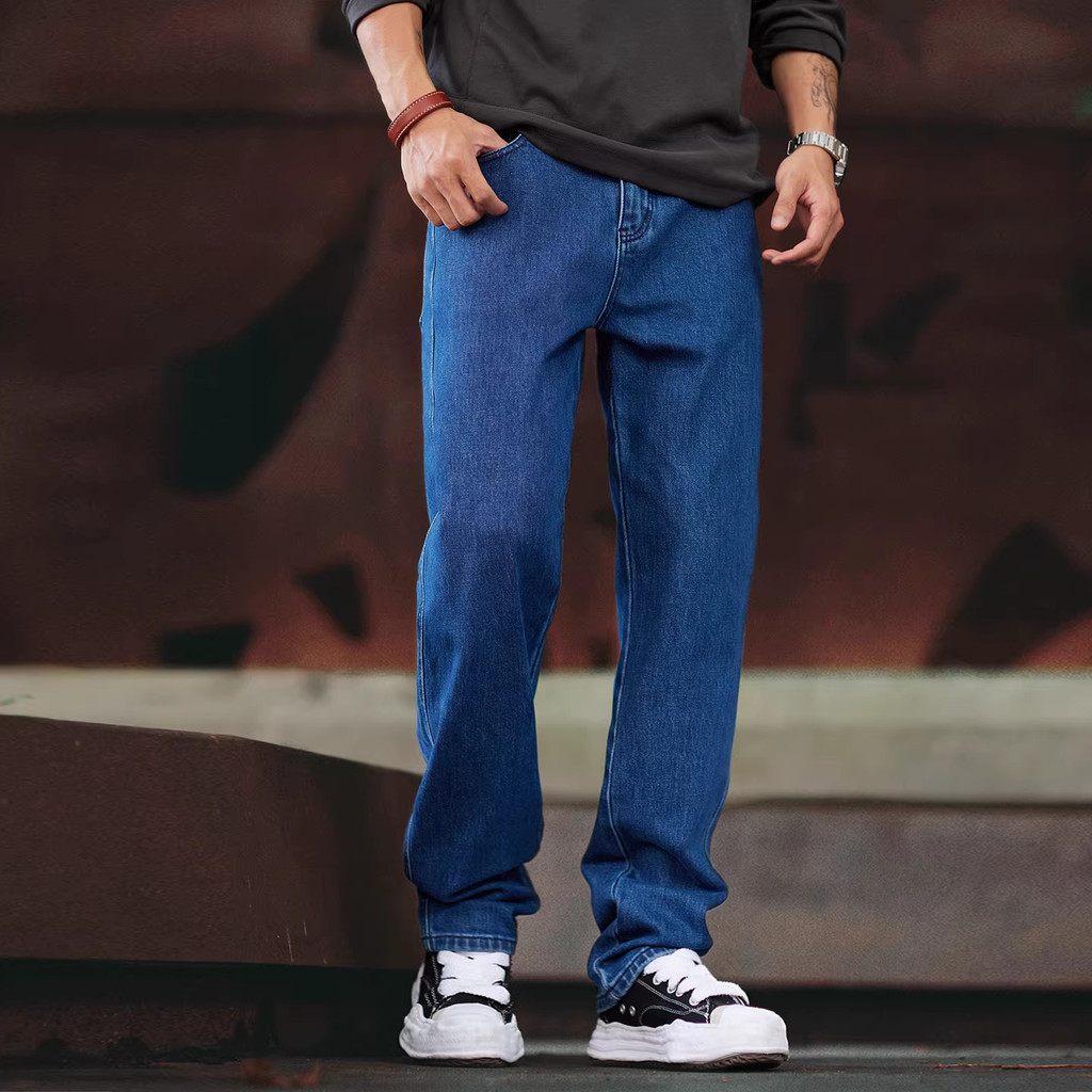 Richell กางเกงยีนส์สีฟ้าผู้ชาย ดีไซน์อเมริกัน CleanFit Micro Tapered สำหรับฤดูใบไม้ร่วงปี 2025 ...