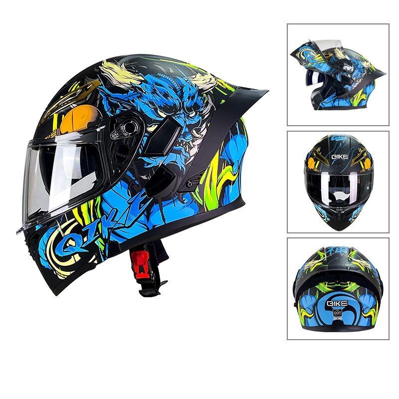 Full coverage motorcycle helmet, unisex dual lens full face helmet, all ...