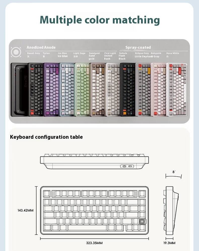 TickType คีย์บอร์ดแบบกลไก EVO75 การตรวจจําลองที่สาม 2.4G Bluetooth HiFi คีย์บอร์ดอลูมิเนียมแบบ ...