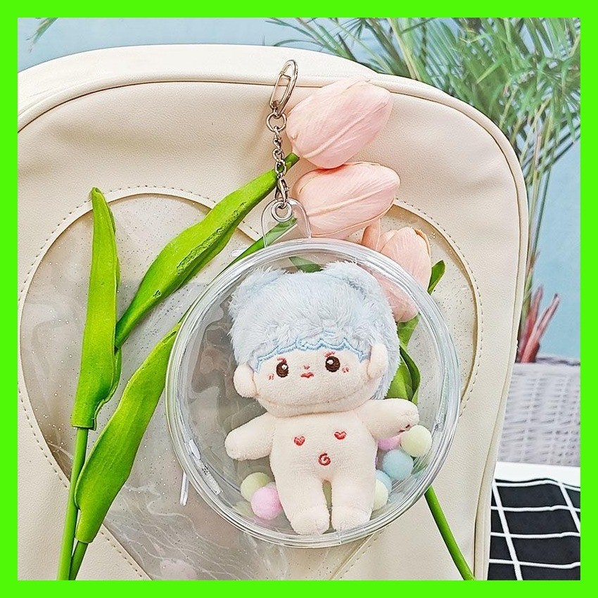 กระเป๋าใสพร้อมพวงกุญแจใส่ตุ๊กตา Kimmon Baby Three กตารอบ PVC ขนาด 14 ...