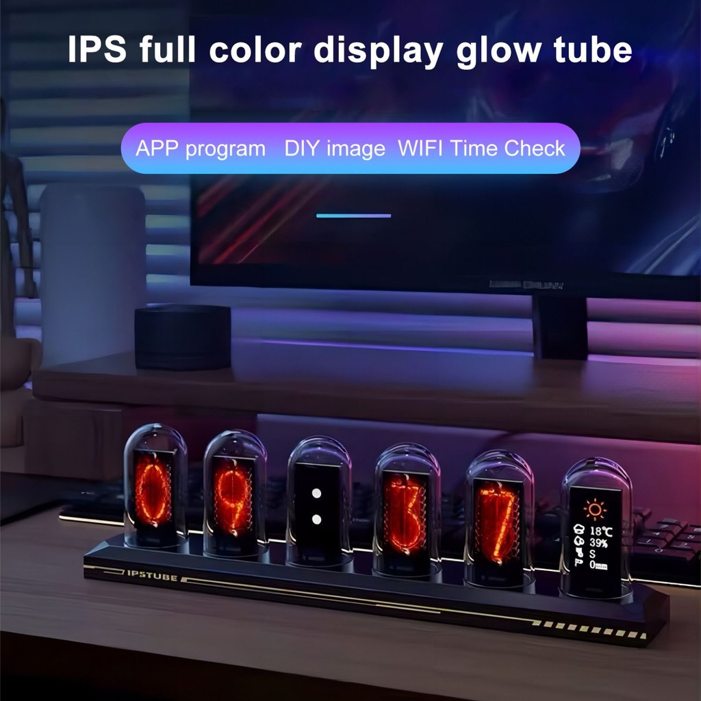 Nixie Clock RGB LED Glows IPS Color Screen DIY Analog Digital Tube ...