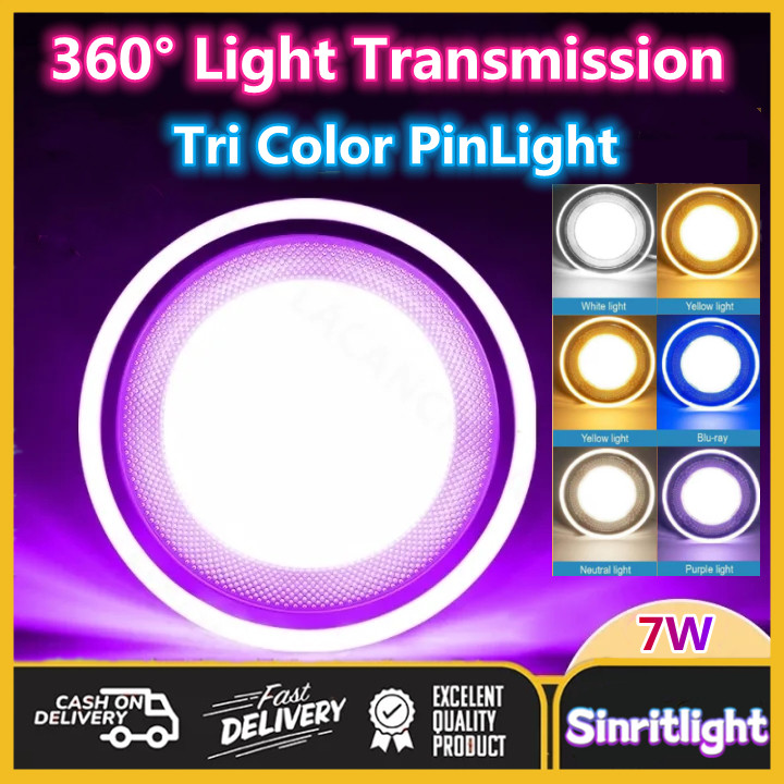 ไฟ LED Tri Color Pin 7W ไฟหรี่แสงได้บางเฉียบ ดาวน์ไลท์ ไฟเพดานแบบฝัง ไฟ ...