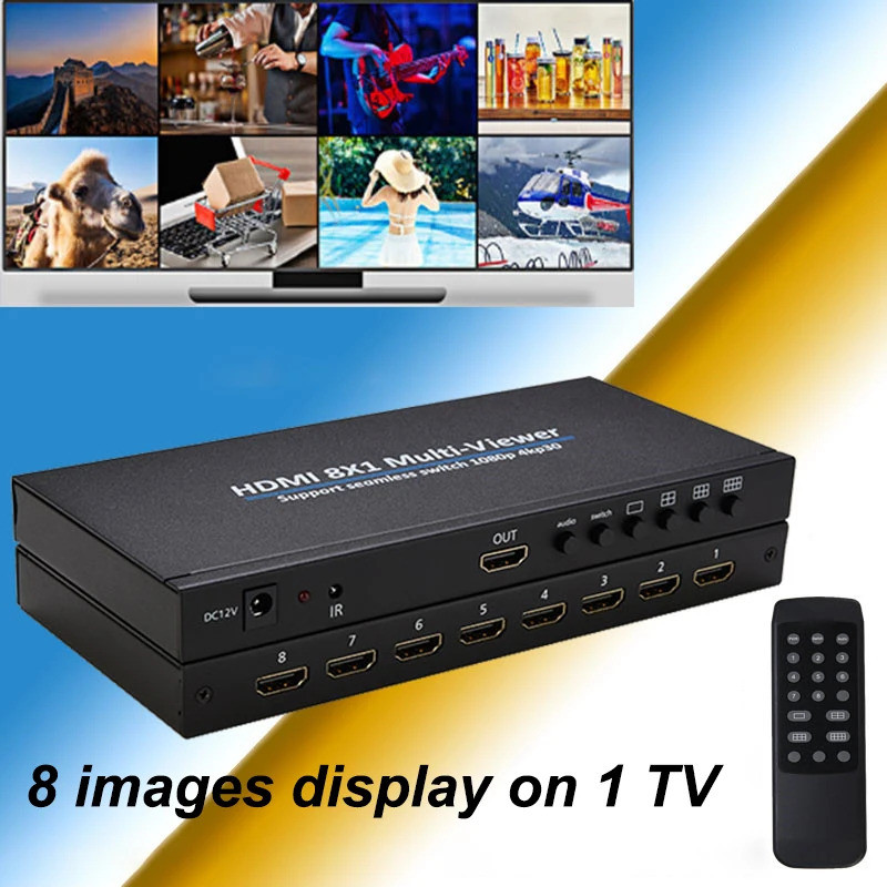 4k 8x1 HDMI Multiviewer 1080p Quad Screen Multi Viewer 8 In 1 Out ...