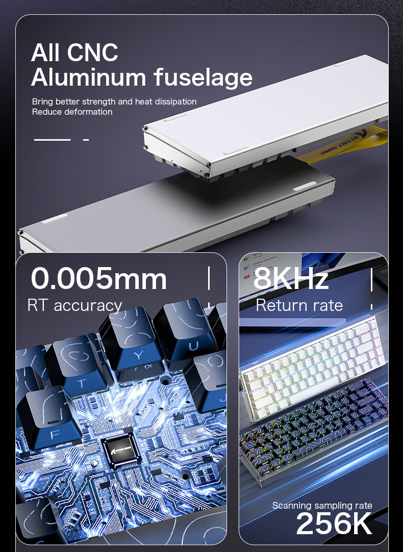ATTACK SHARK X68MAX CNC Aluminum Lump Magnetic Switch Keyboard 8K RT0 ...