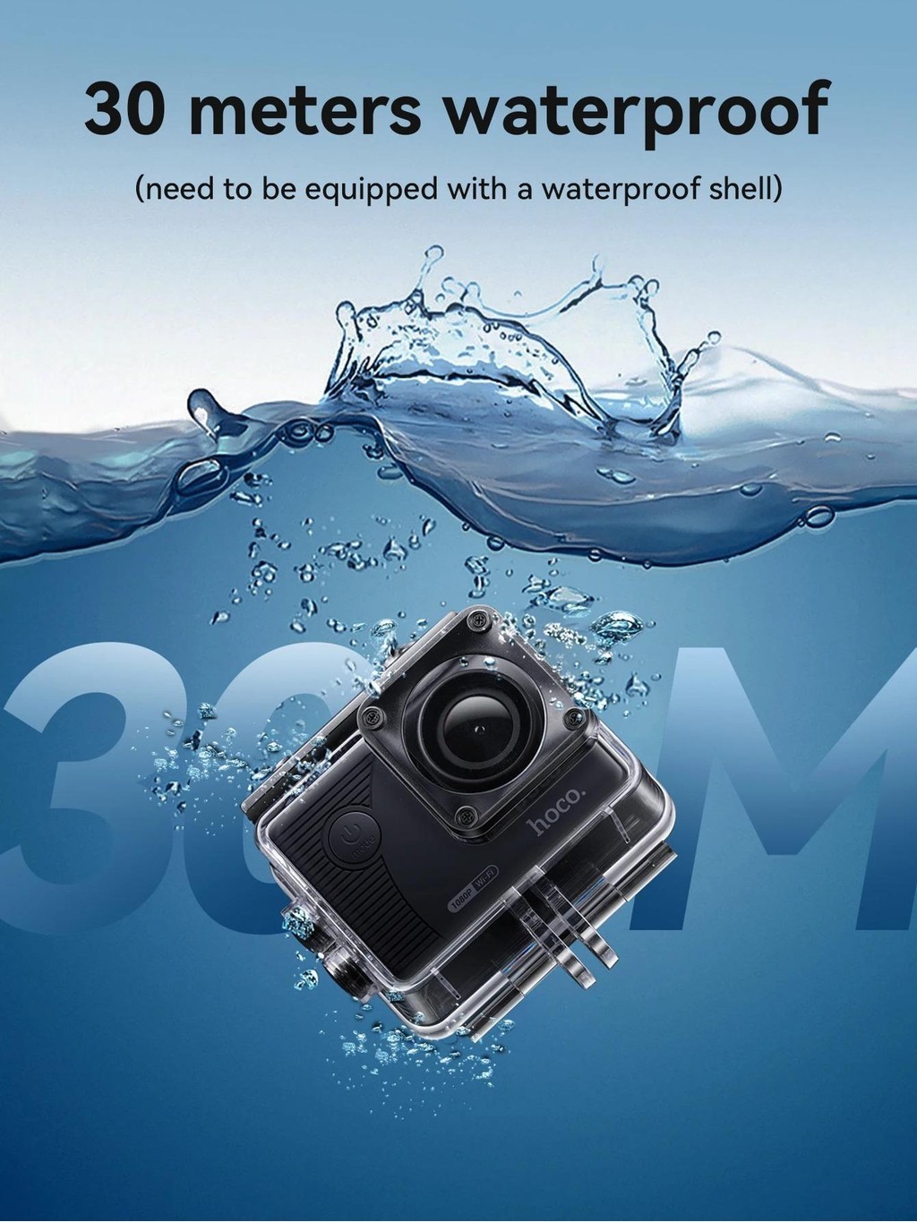 [พร้อมเมม 64Gb] HOCO DV100 กล้องแอคชั่น ชัดระดับ 1080P/30fps จอIPS 2 ...