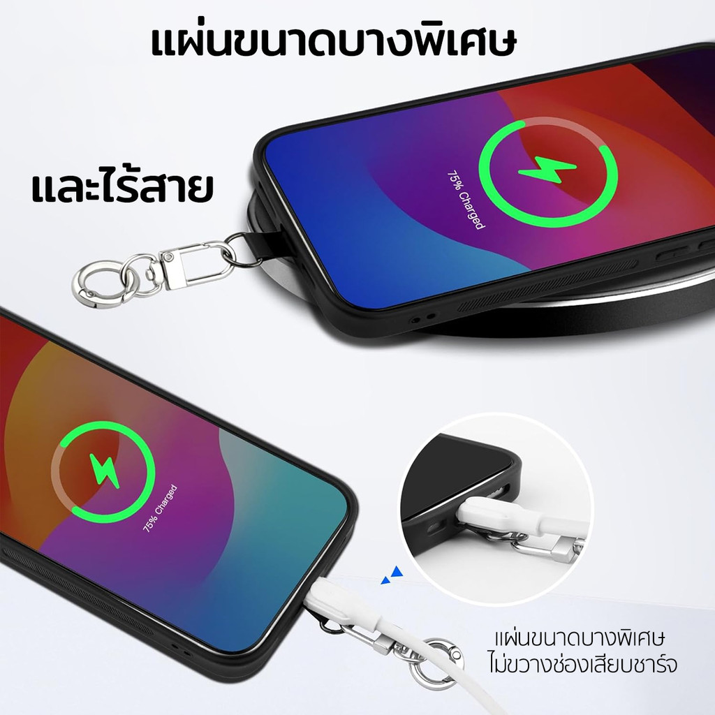 ELELAB แผ่นห้อยโทรศัพท์ ปะเก็นสายคล้องโทรศัพท์มือถือ คลิปสร้อยคอ แบบปรับได้ ปะเก็นติดมือถือ ...